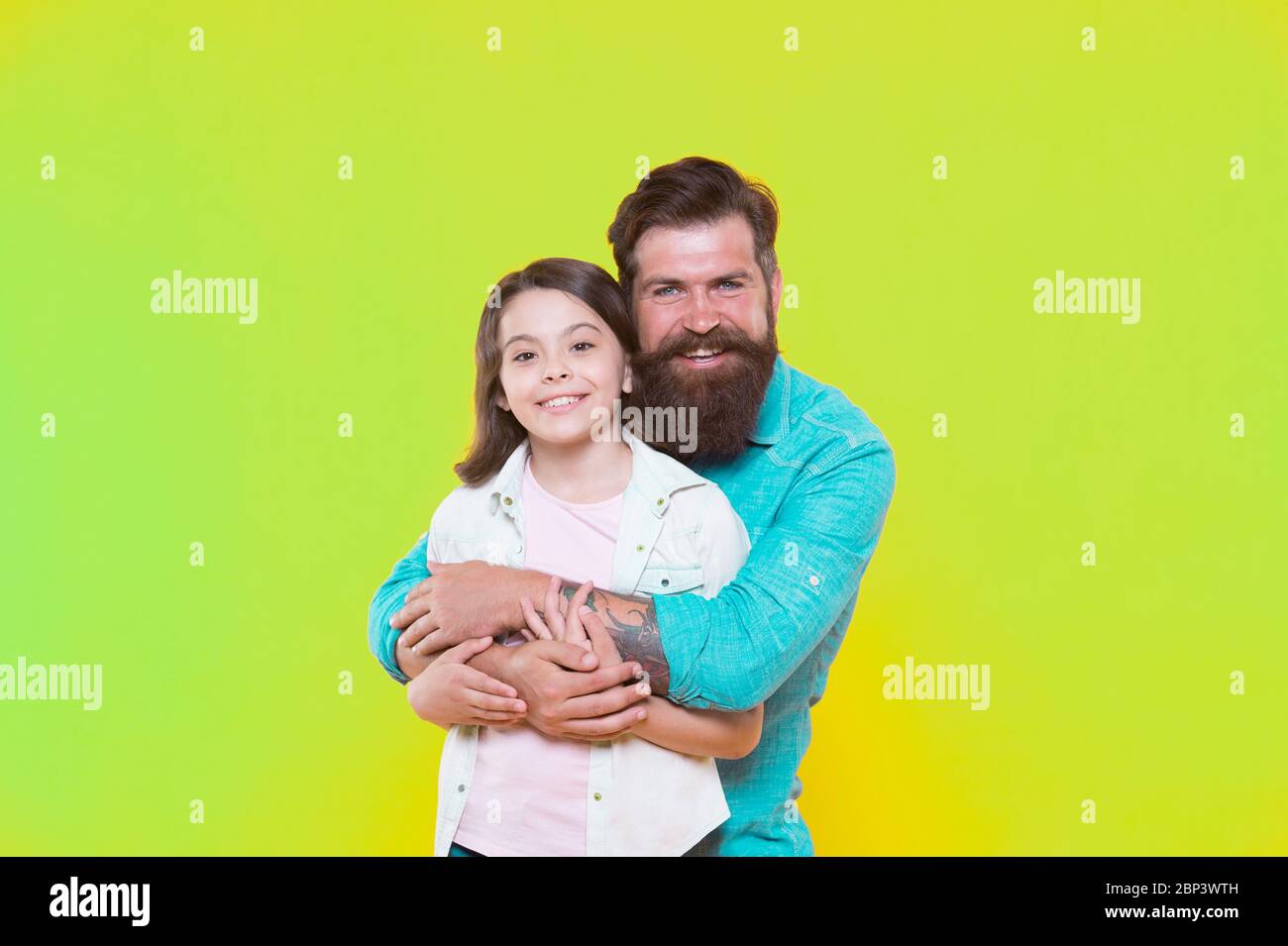 Proud father. Happy father hug little daughter. Little girl and father ...