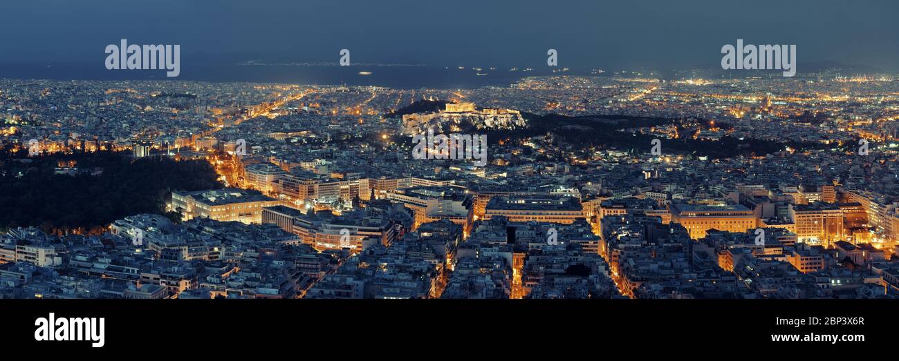 Athens skyline panorama viewed from Mt Lykavitos with Acropolis, Greece Stock Photo - Alamy
