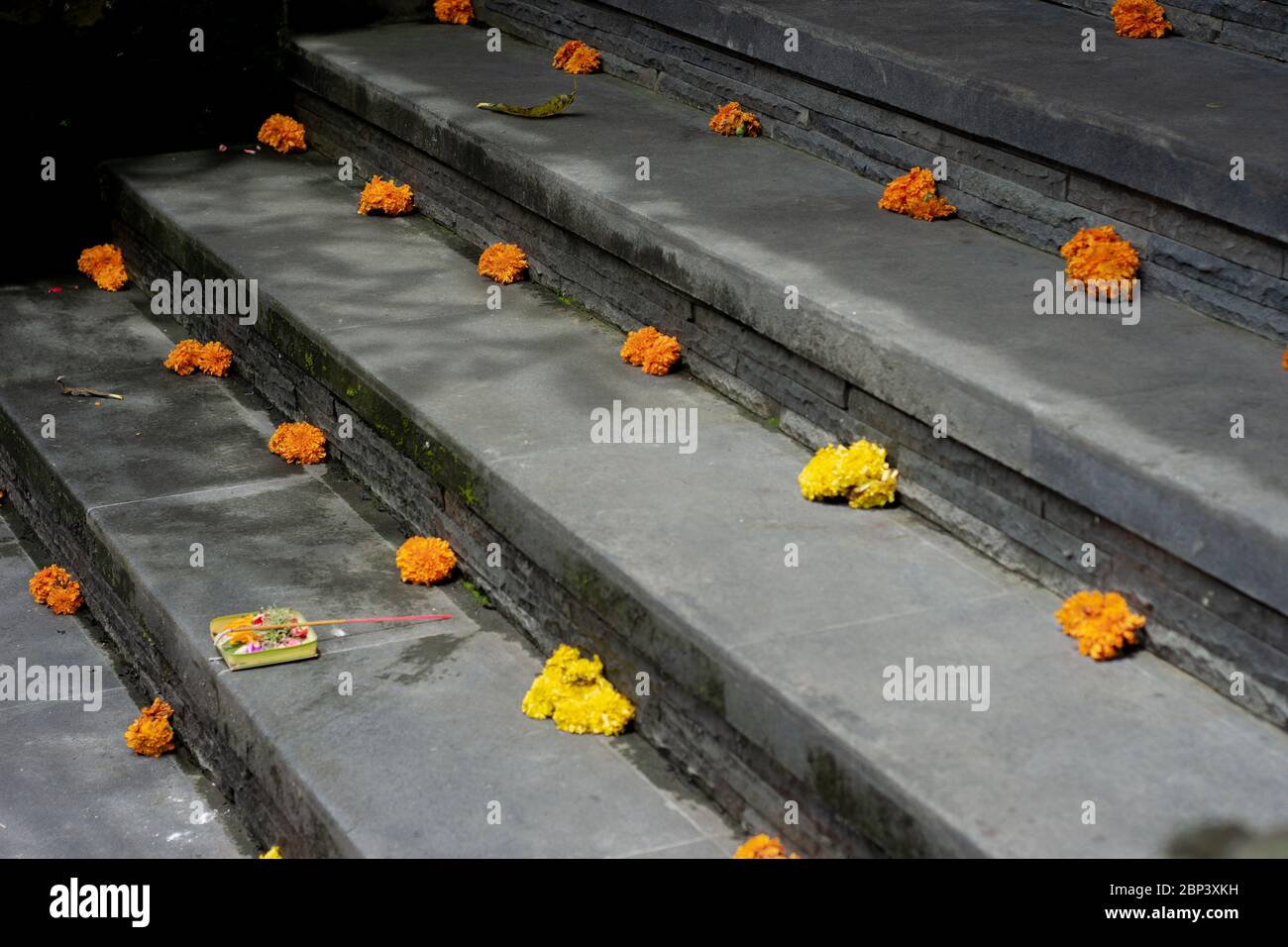 decorated stears from a temple, yellow color around everywhere Stock ...
