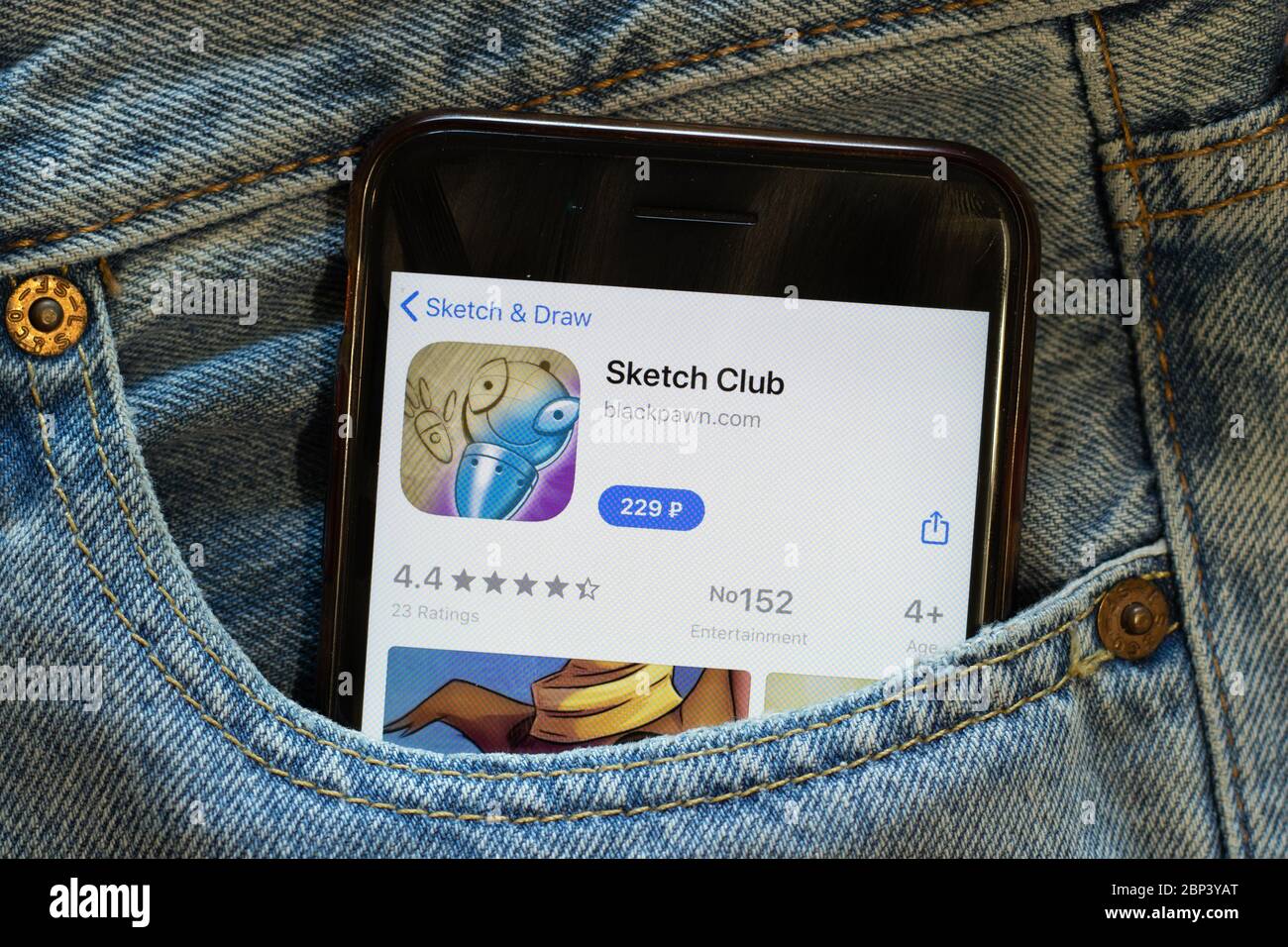 New York, USA - 15 May 2020: Sketch Club mobile app logo on phone ...