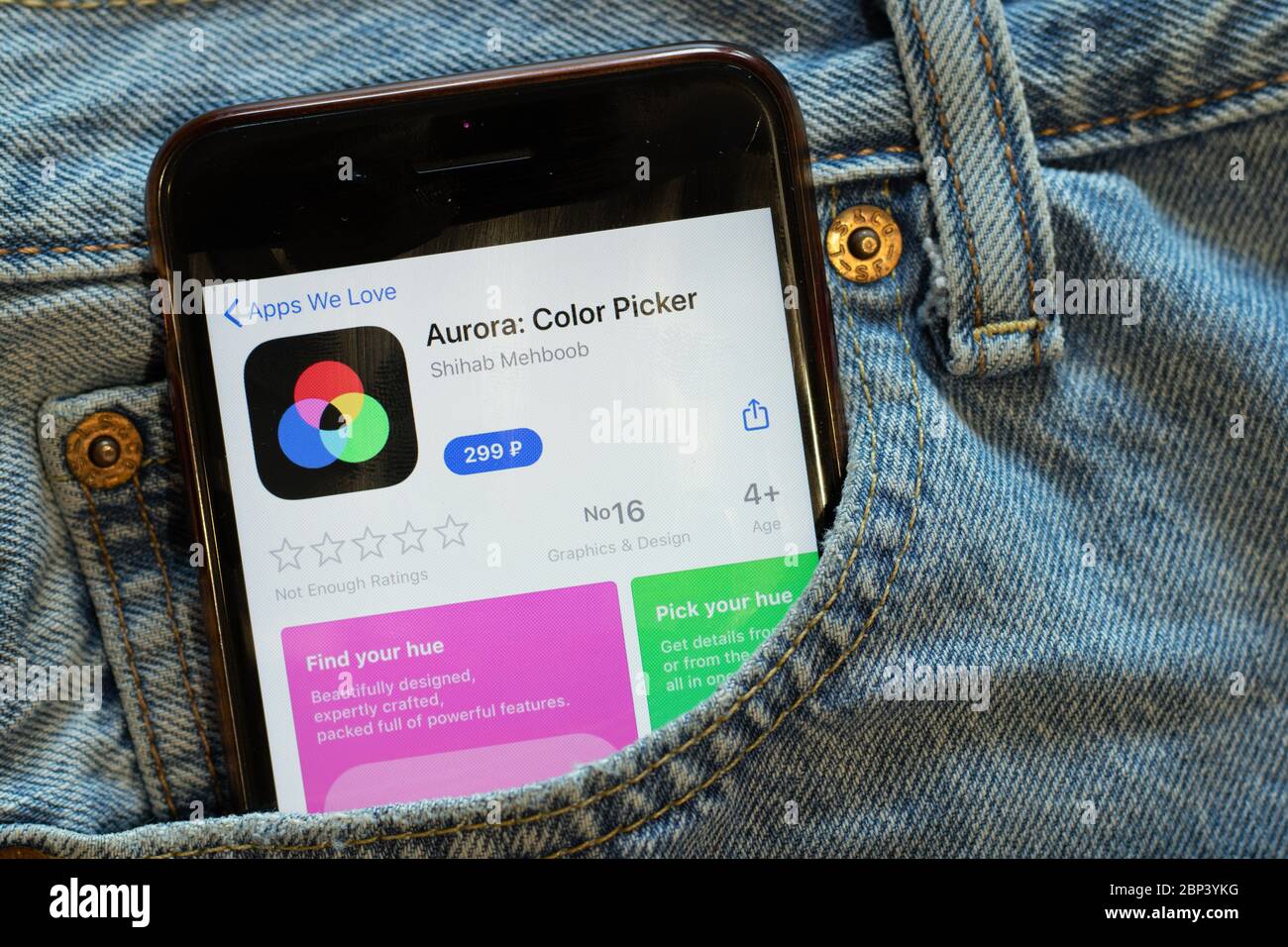New York, USA - 15 May 2020: Aurora Color Picker mobile app logo on ...