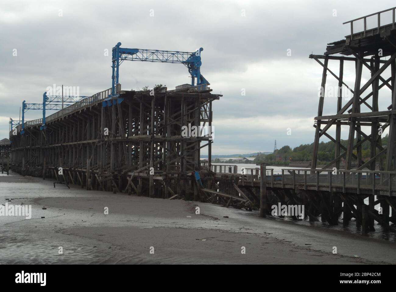 Dunston Staiths, Gateshead, UK following the fire which partially ...