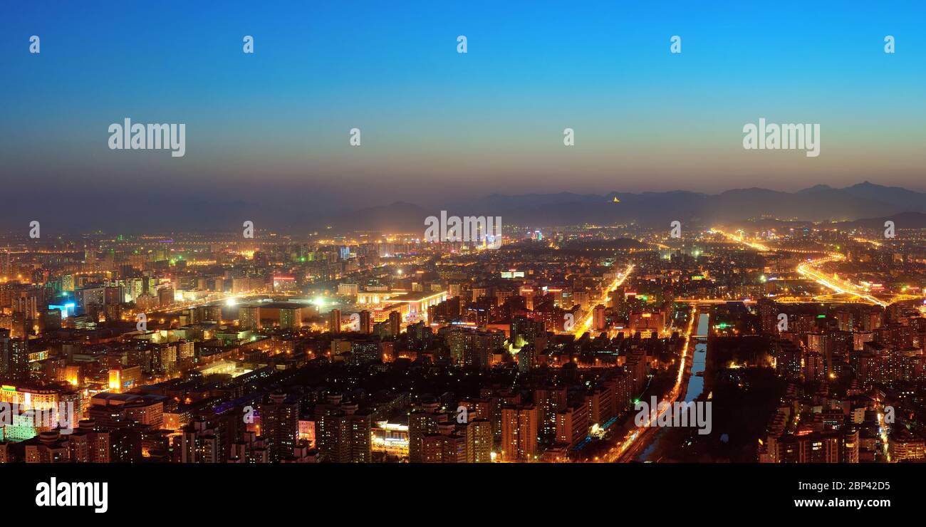 Beijing sunset aerial view with urban buildings Stock Photo - Alamy