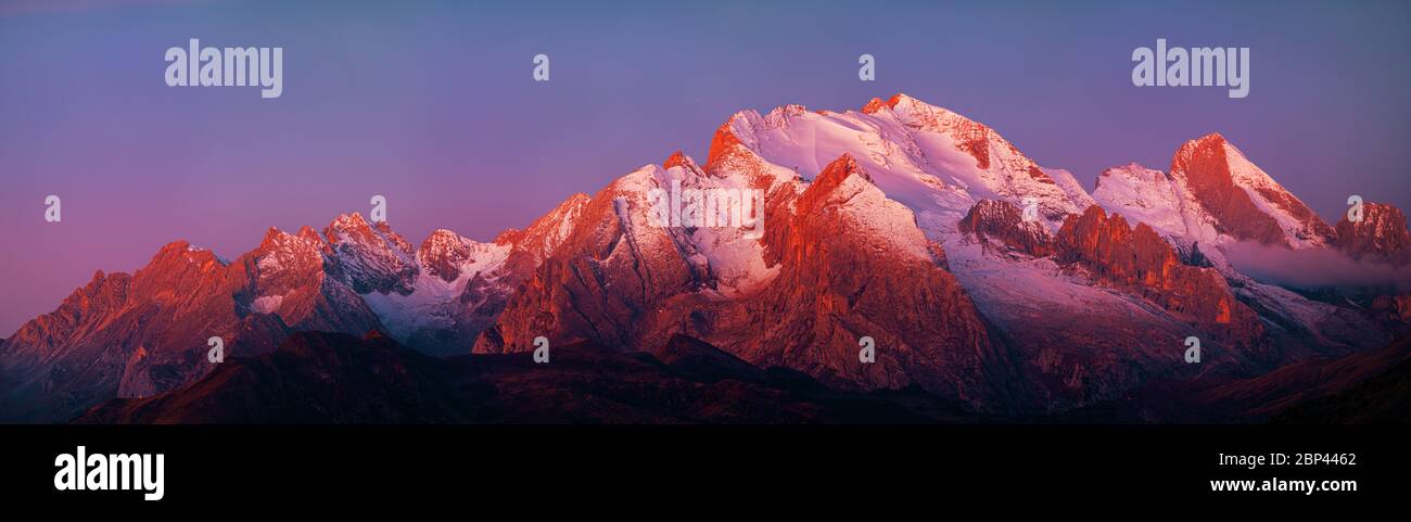 Dolomites sunrise natural landcape in North Italy Stock Photo - Alamy