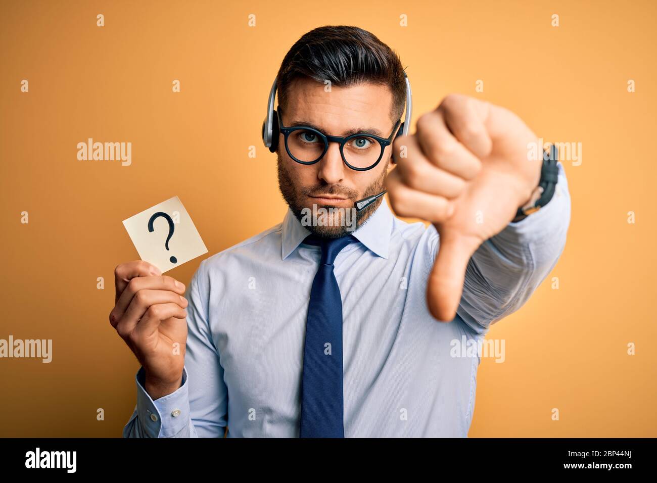 Business operator man with customer service headset from call center ...
