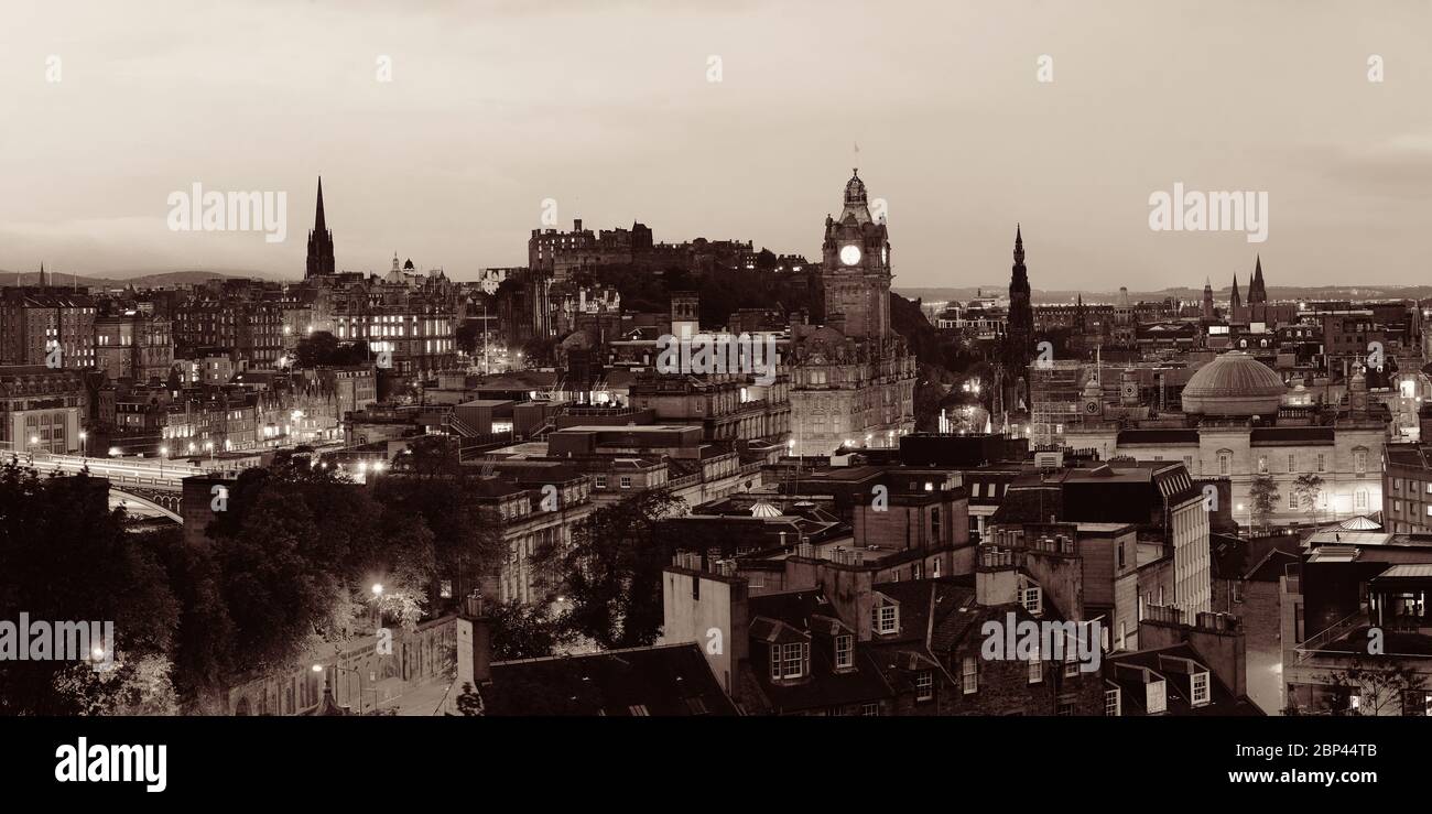 Edinburgh city view panorama at night in UK Stock Photo - Alamy