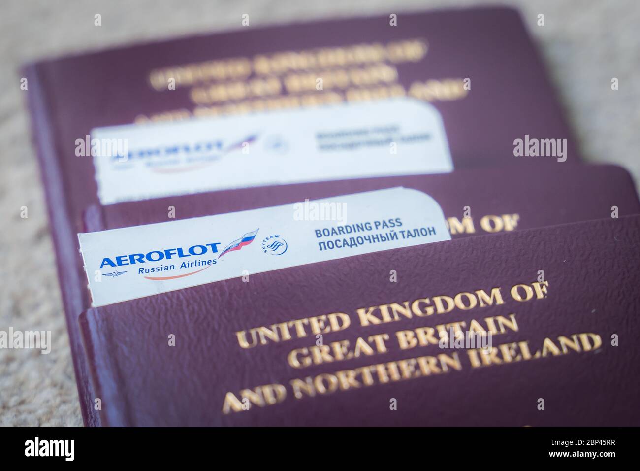London, UK - 15 May 2020 - British passports and Aeroflot flight ...