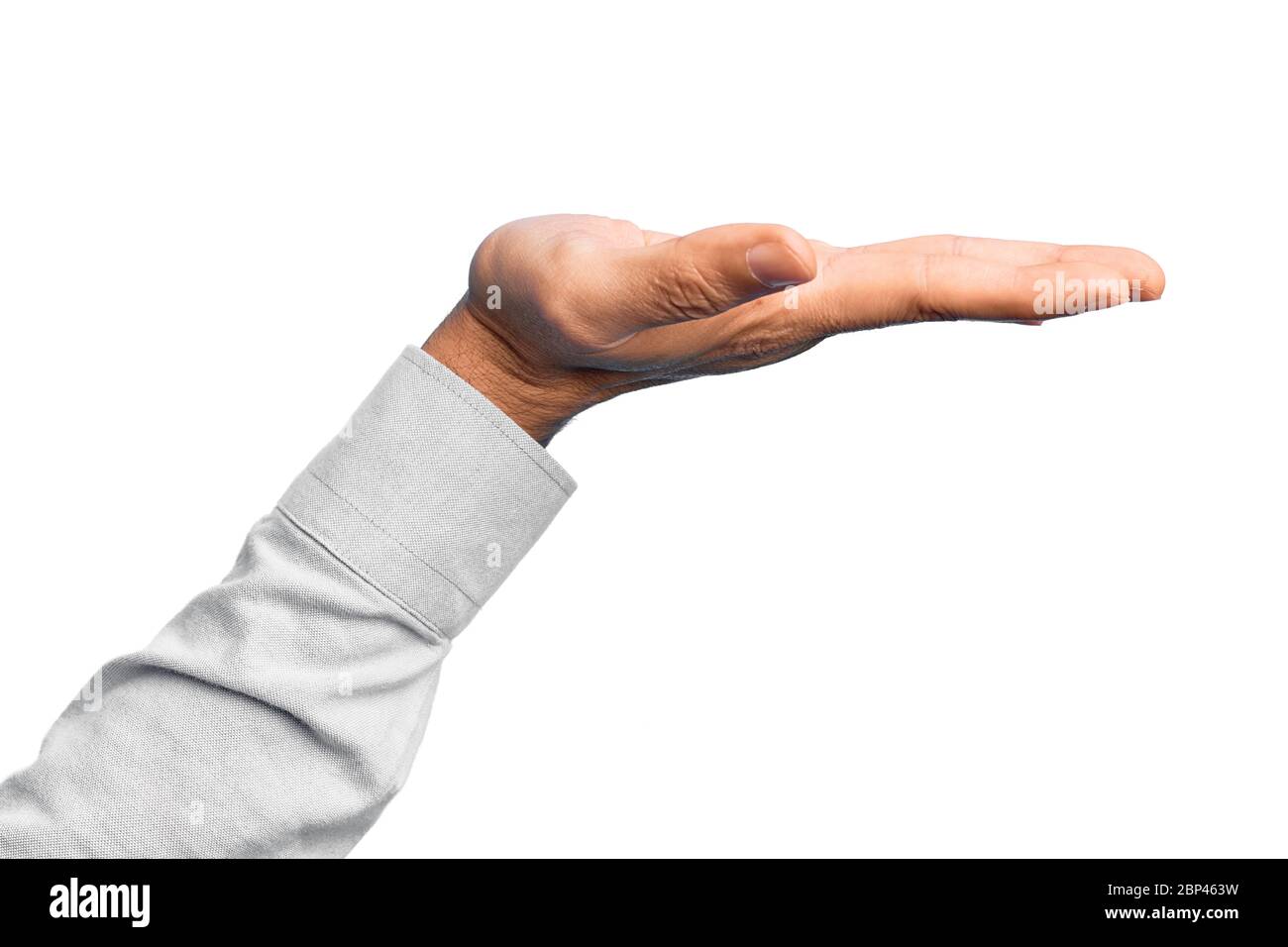 Hand of caucasian young man showing fingers over isolated white ...
