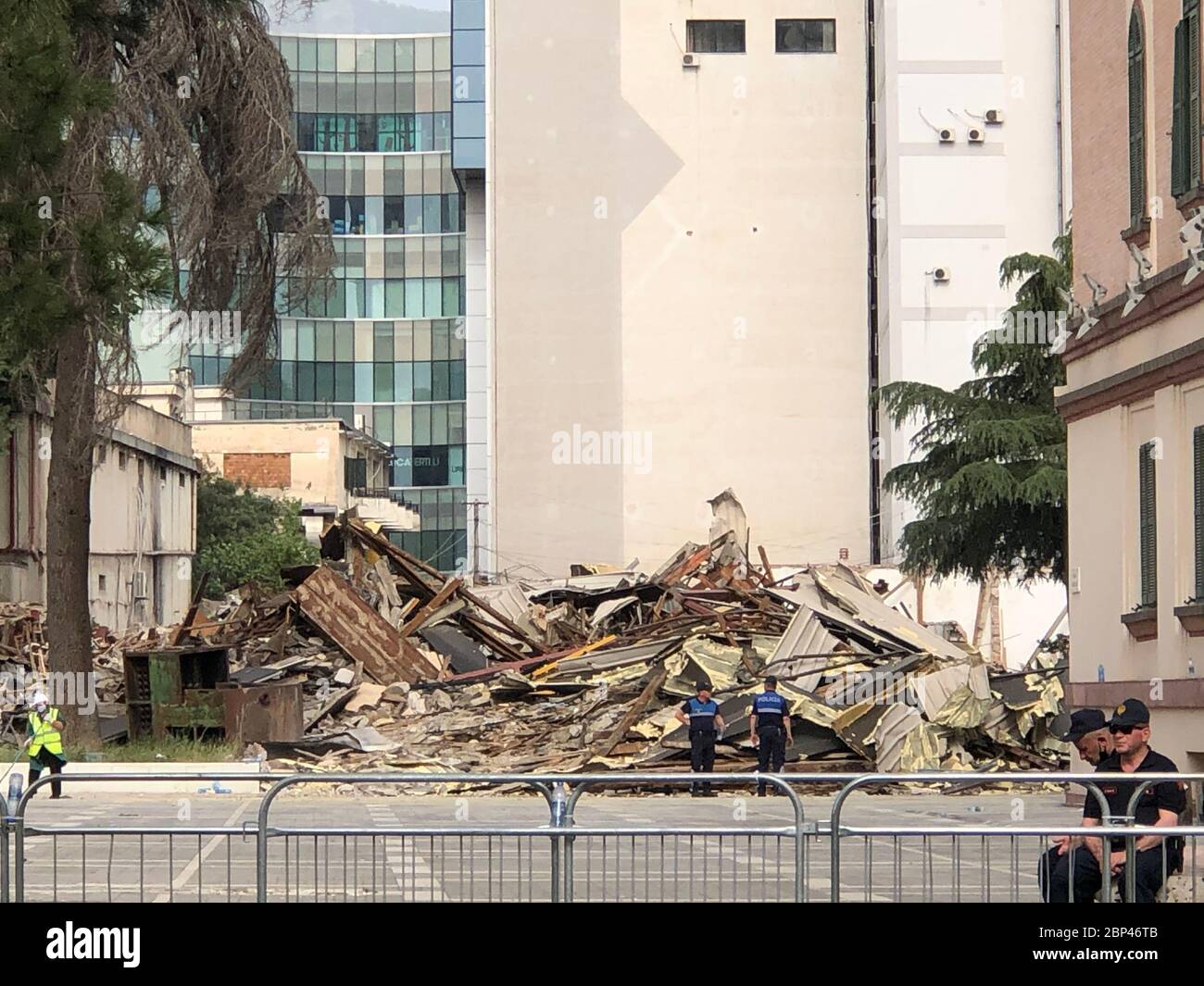 The collapsed national theater of Tirana. May Albania Stock Photo - Alamy
