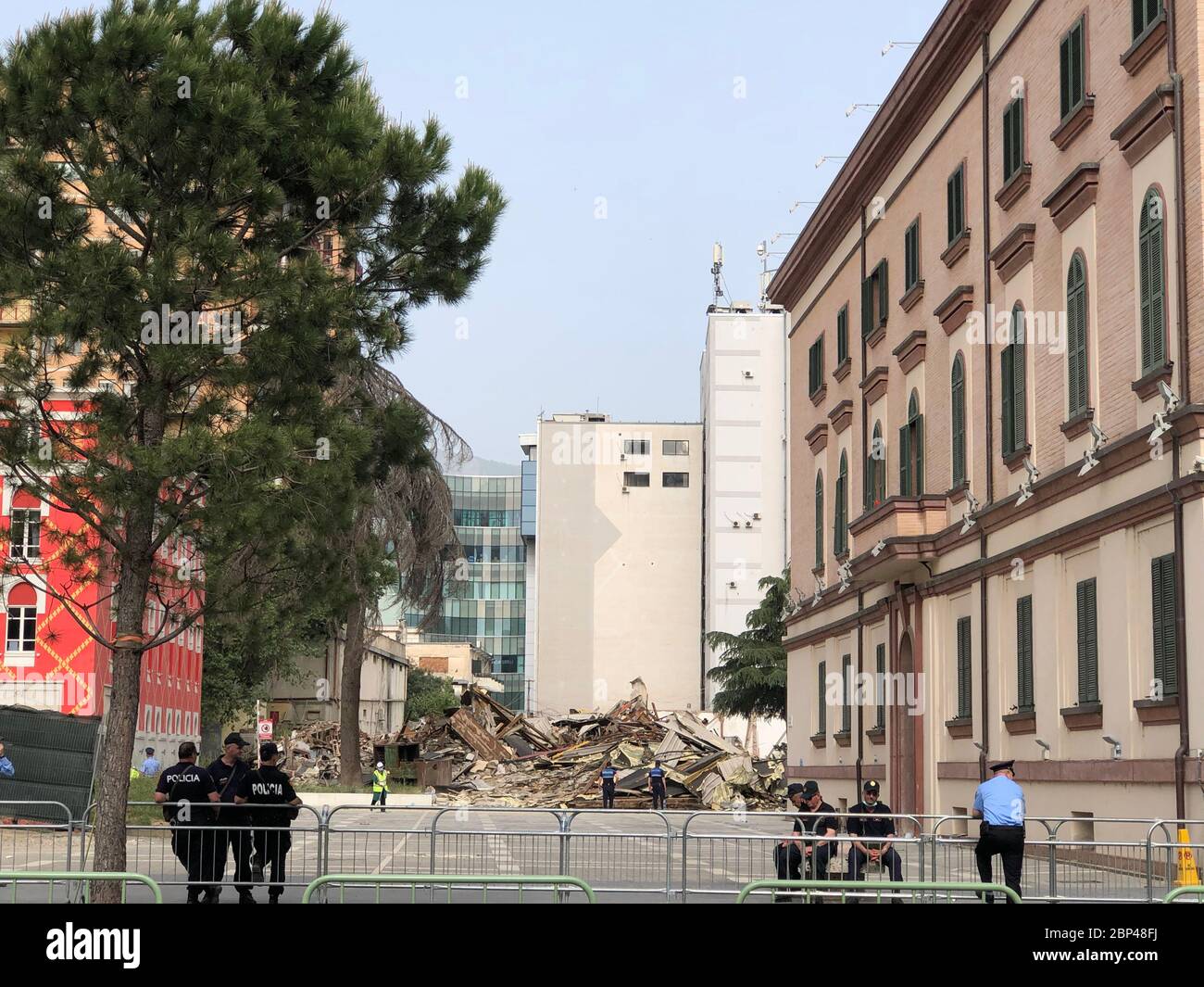 The collapsed national theater of Tirana. May Albania Stock Photo - Alamy