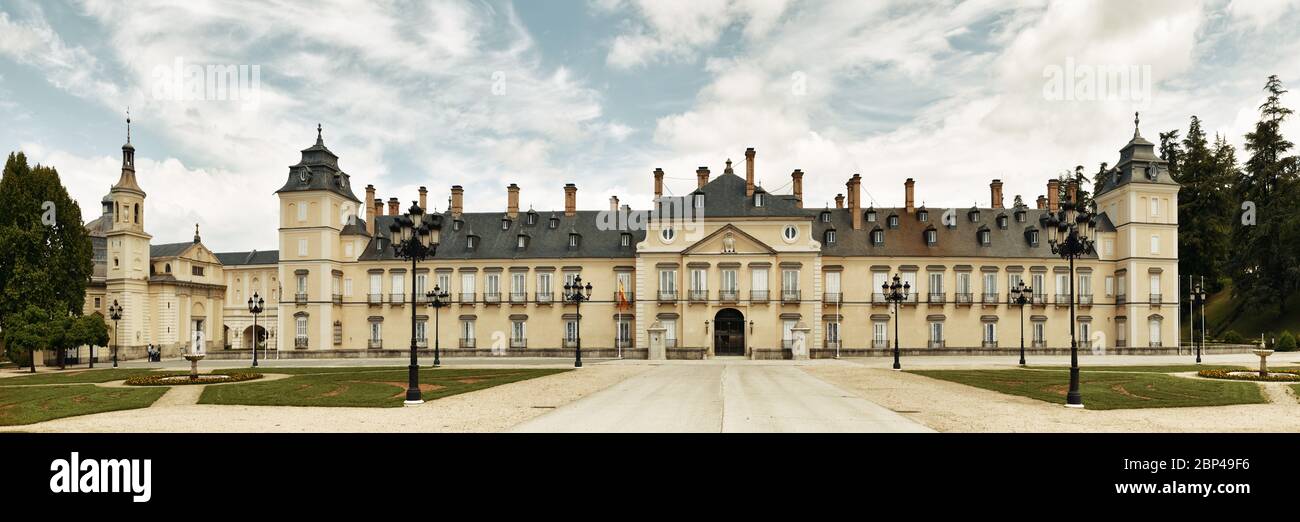 Royal Palace of El Pardo historic building panorama in Madrid, Spain ...
