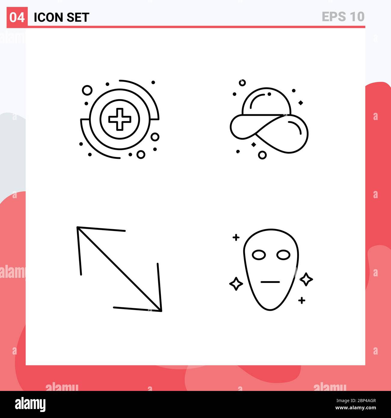 4 Universal Line Signs Symbols of capture, corner, beach, straw hat ...