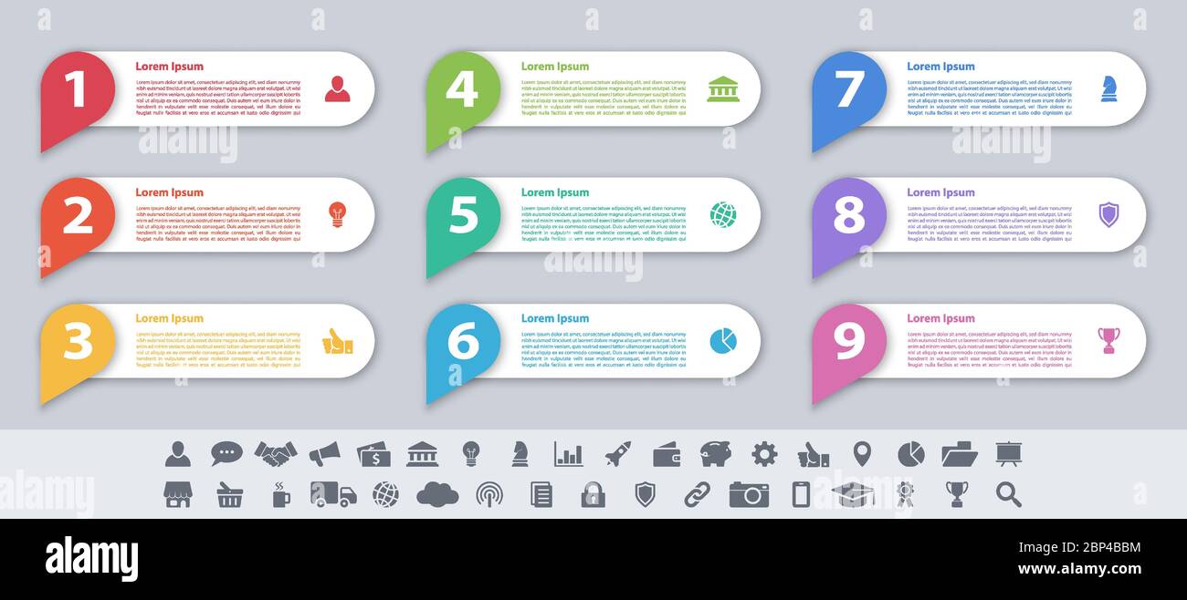 Infographic design business concept vector illustration with 9 steps or ...