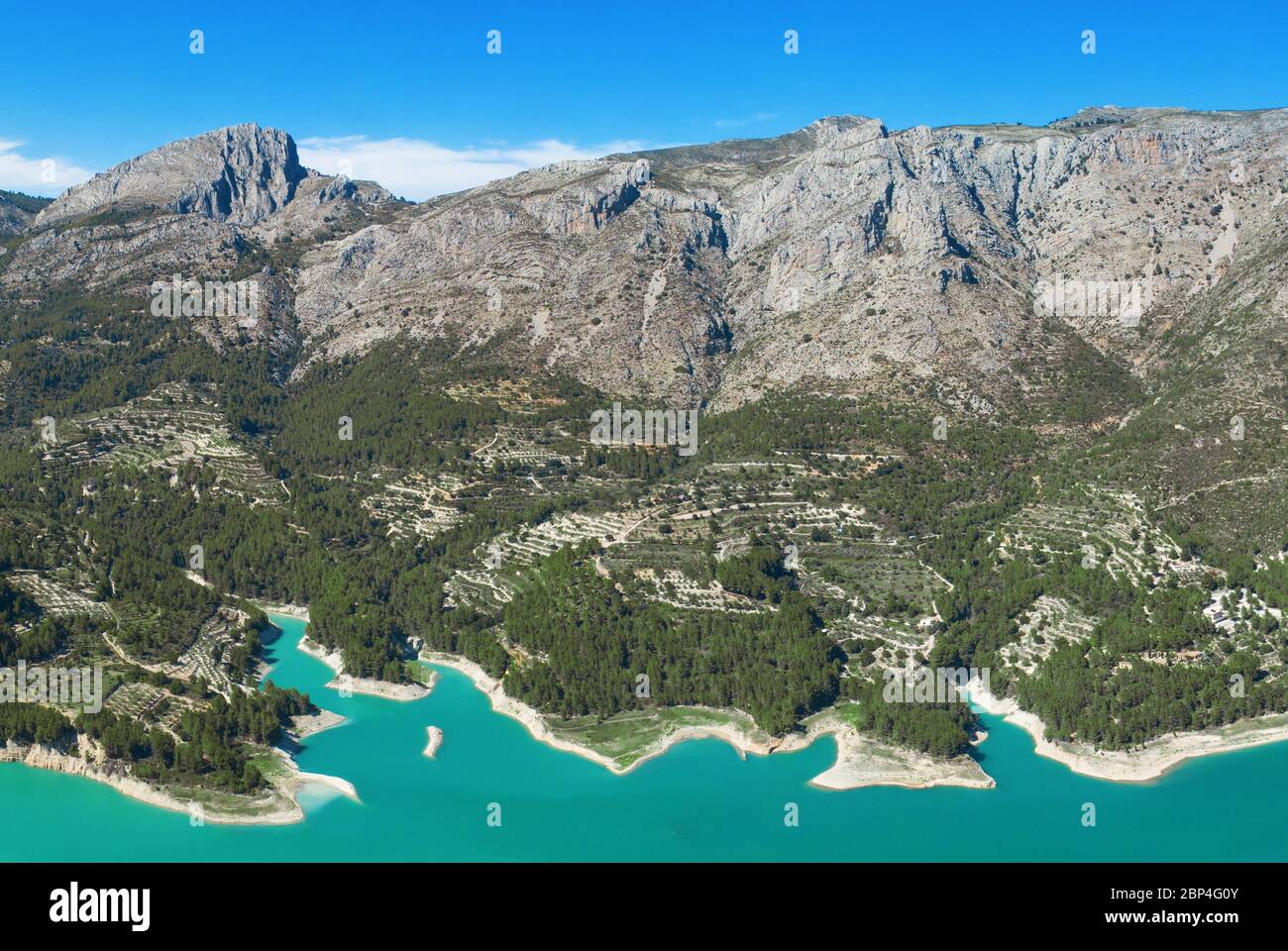 Beautiful lake view in El Castell de Guadalest town in mountain in the ...