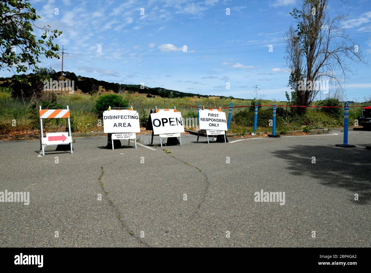 Road signs alerting motorists of restricted areas for First Responders ...