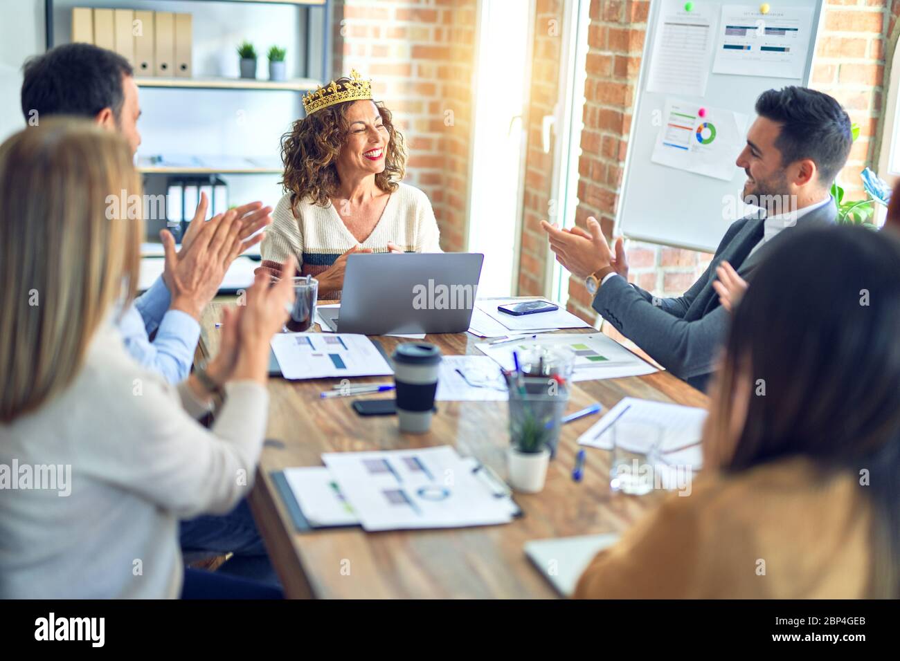 Group of business workers smiling happy and confident. Working together ...
