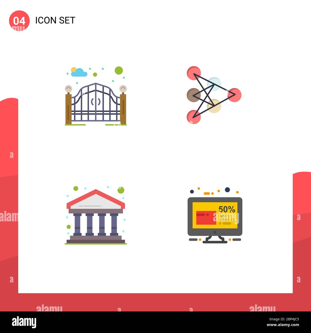 4 Thematic Vector Flat Icons and Editable Symbols of garden, city ...