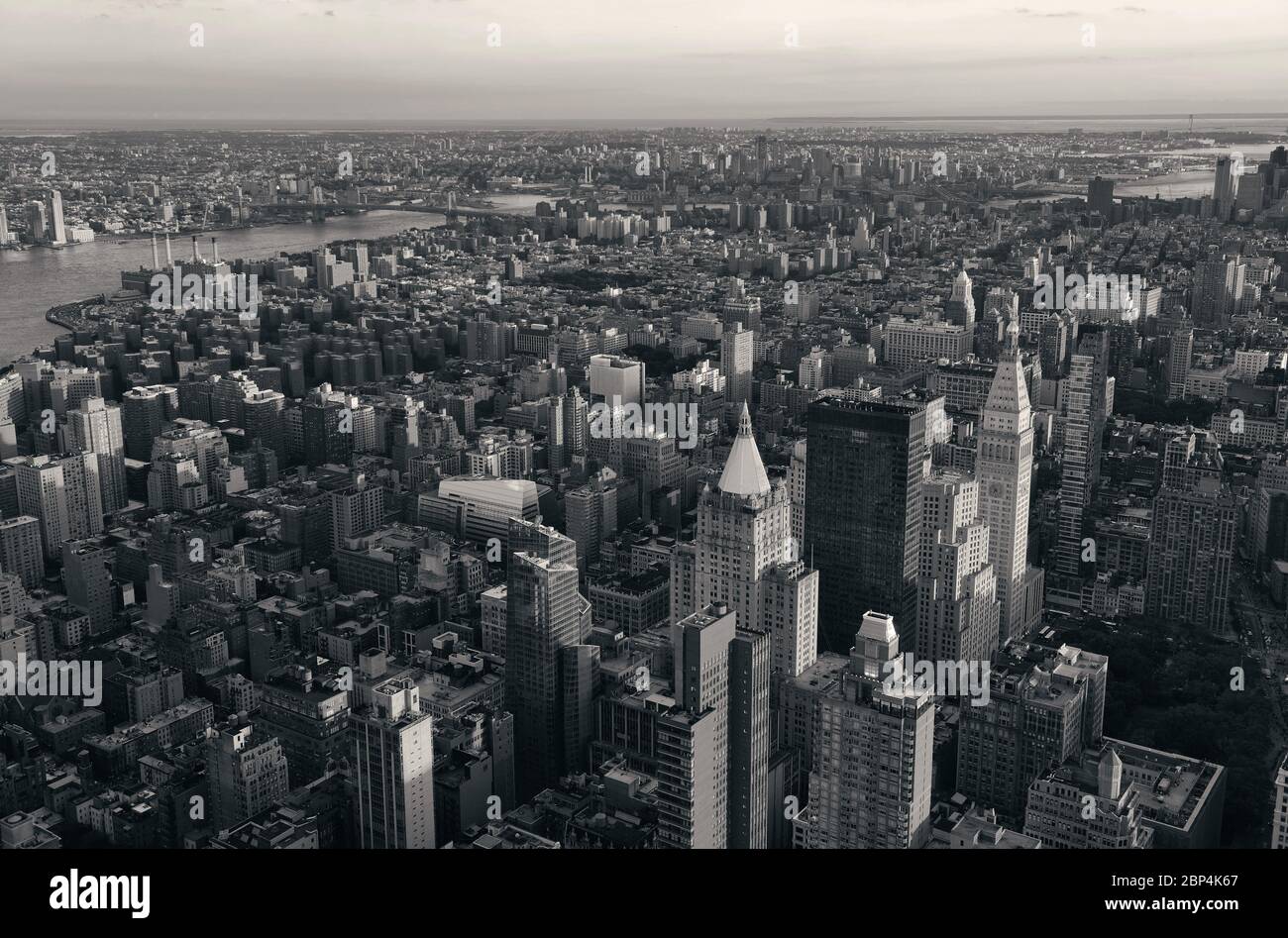 New York City rooftop view with downtown Manhattan skyscrapers and ...