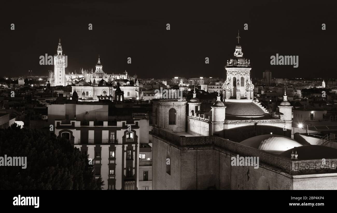 Seville night rooftop view with city skyline in Spain Stock Photo - Alamy