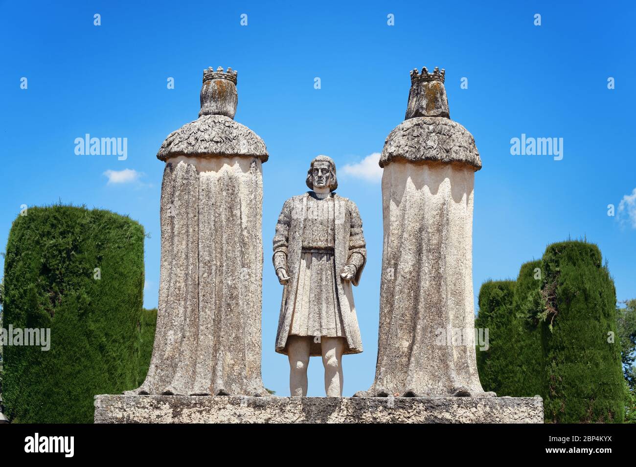 Statue of Christian kings Ferdinand and Isabella and Christopher ...