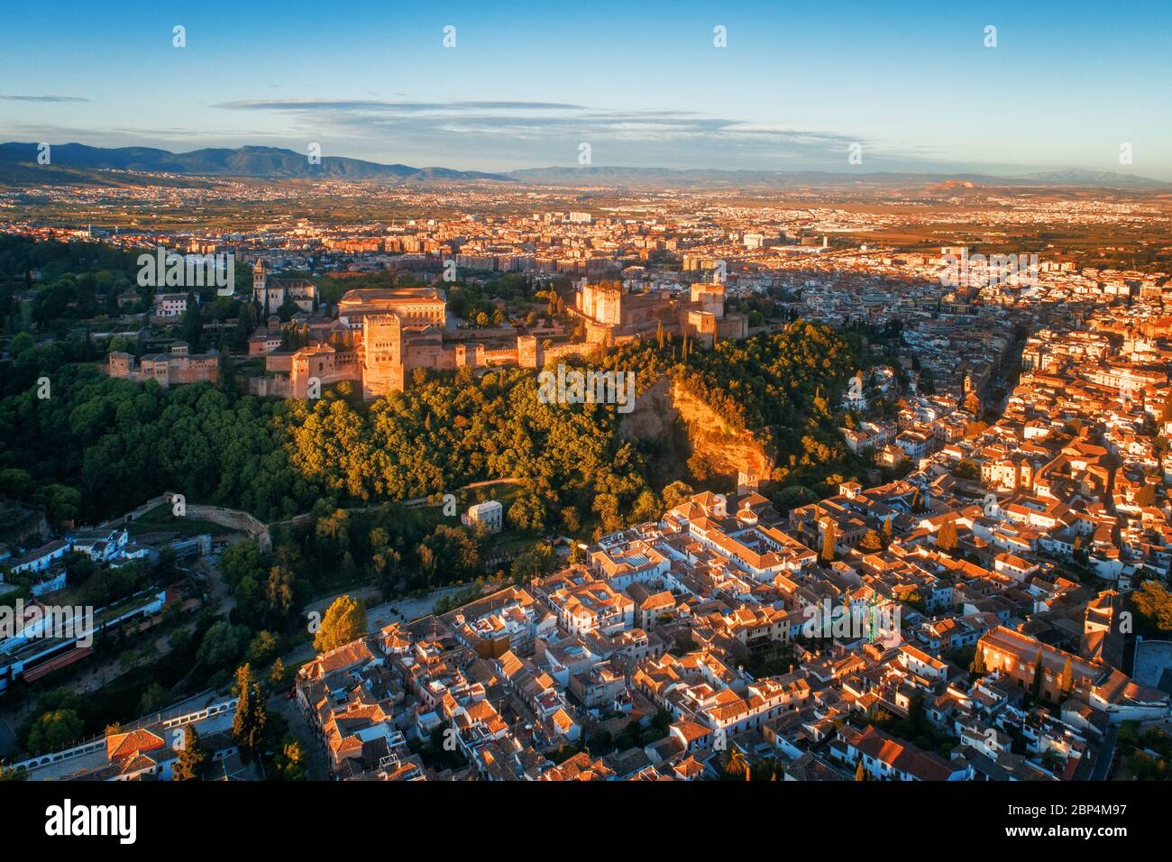 Alhambra aerial view with historical buildings in Granada, Spain Stock ...