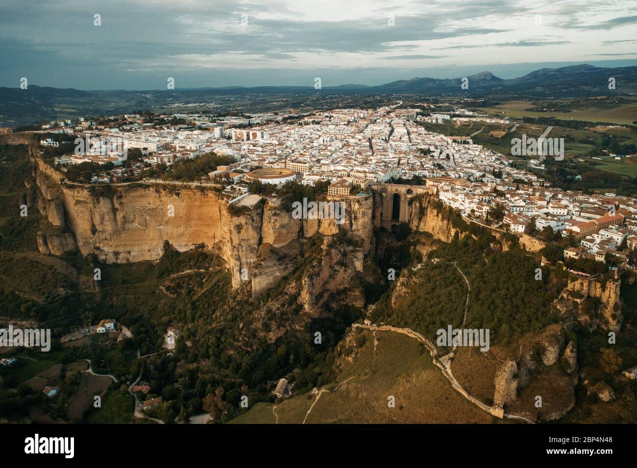 Ronda aerial view with old buildings in Spain Stock Photo - Alamy
