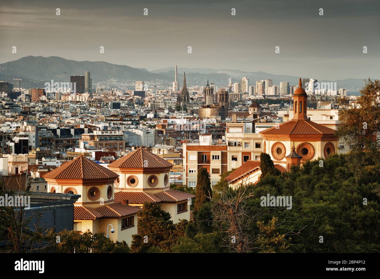 Barcelona skyline view with city buildings in Spain Stock Photo - Alamy