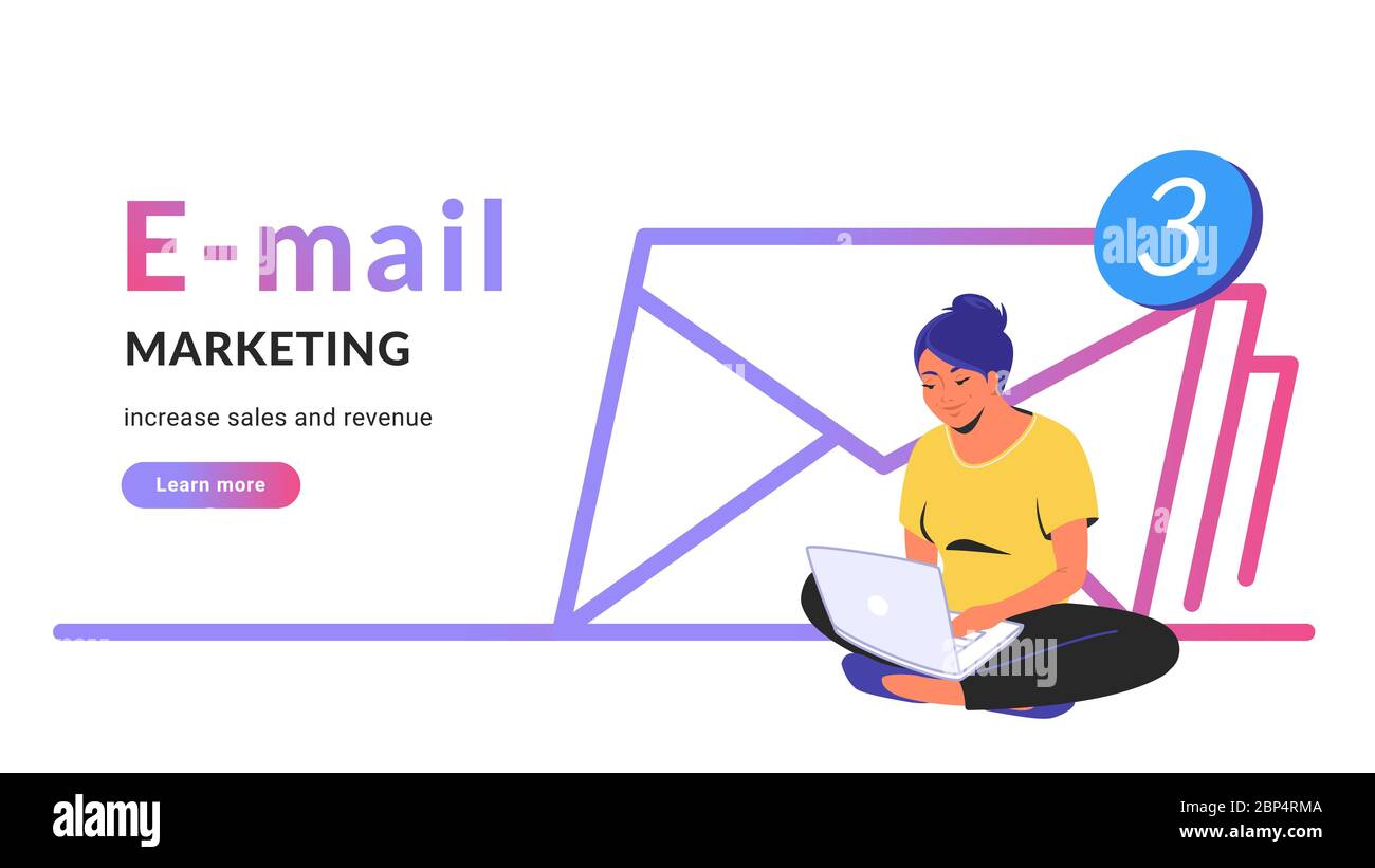 Woman send email marketing Stock Vector Images - Alamy