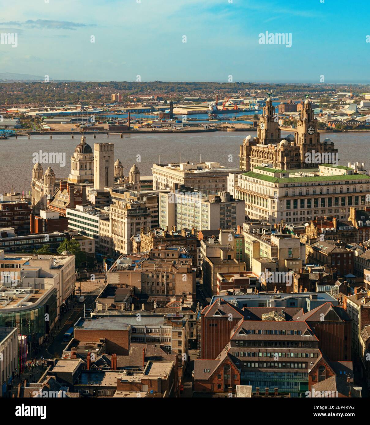 Liverpool skyline rooftop view with buildings in England in United ...