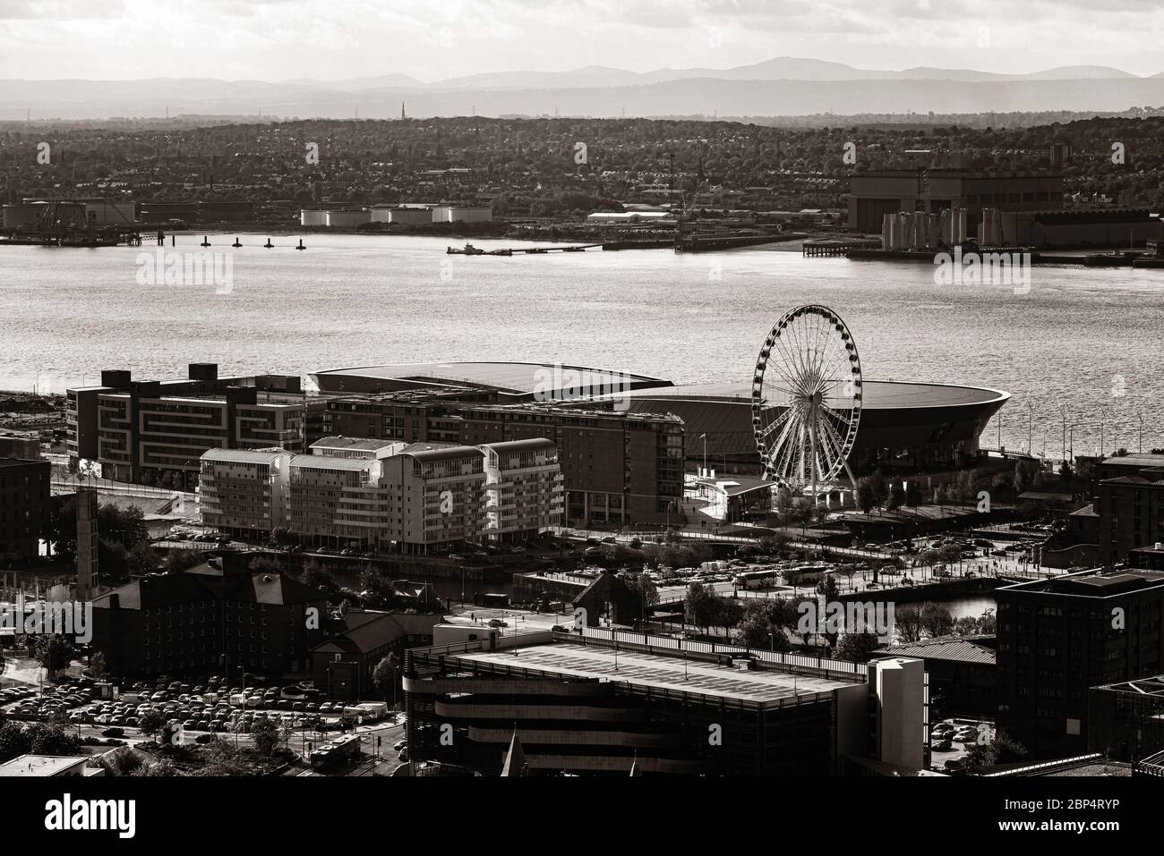 Liverpool skyline rooftop view with buildings in England in United ...