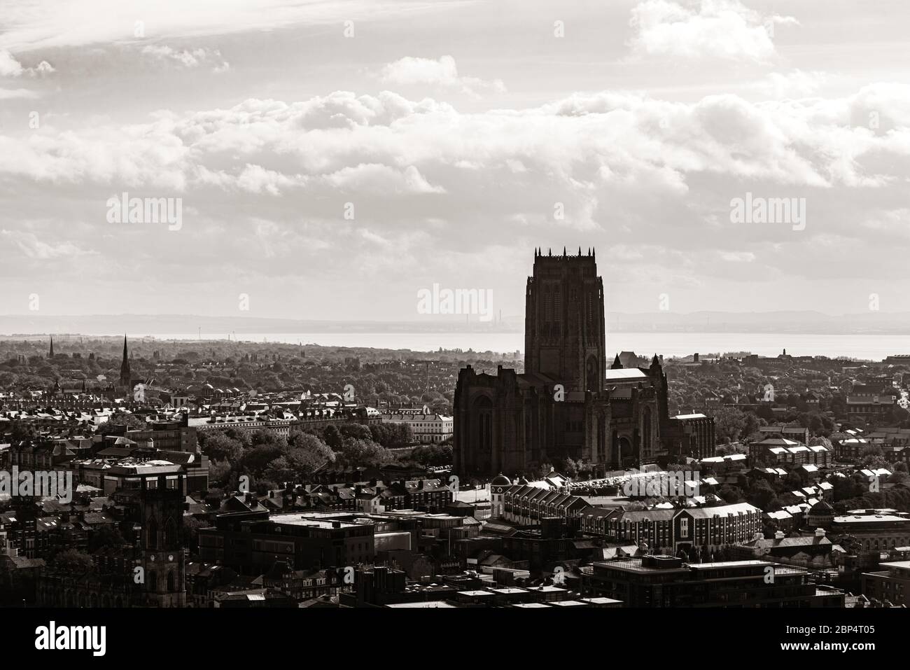Liverpool skyline rooftop view with buildings in England in United ...