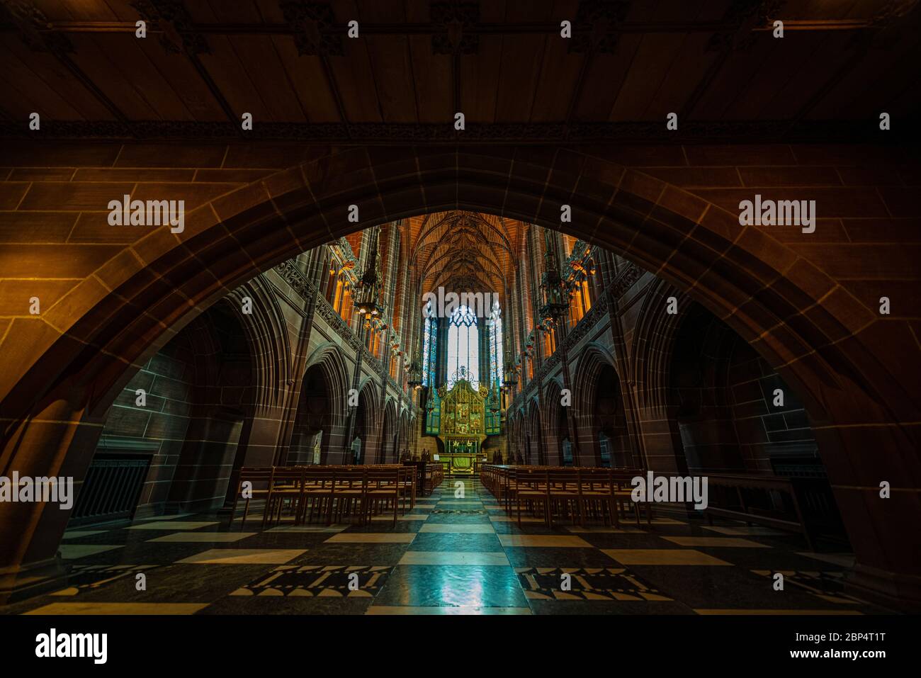 Liverpool Anglican Cathedral historical architecture closeup view in ...