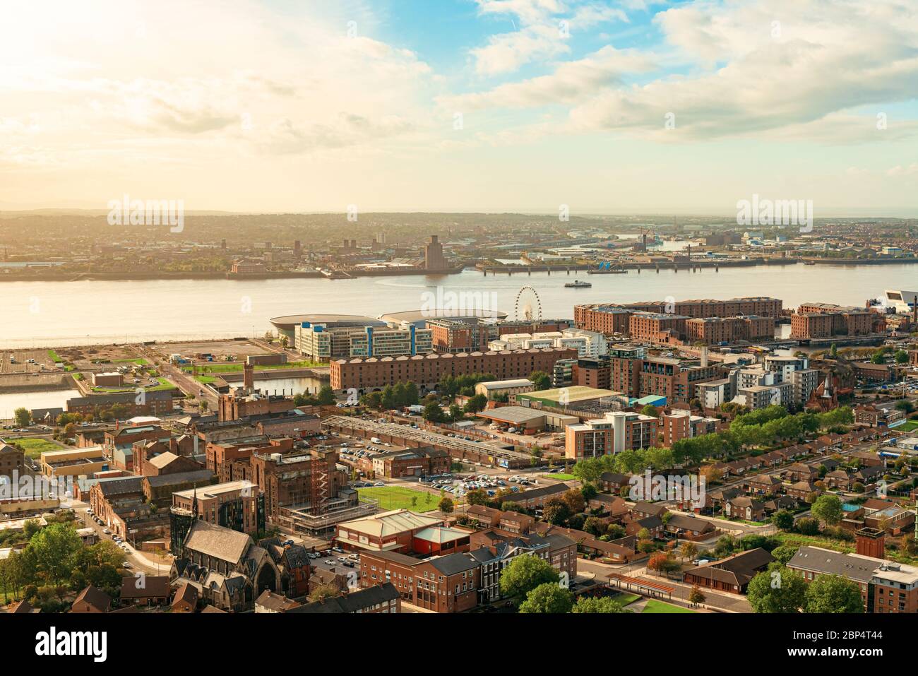 Liverpool skyline rooftop view with buildings in England in United ...
