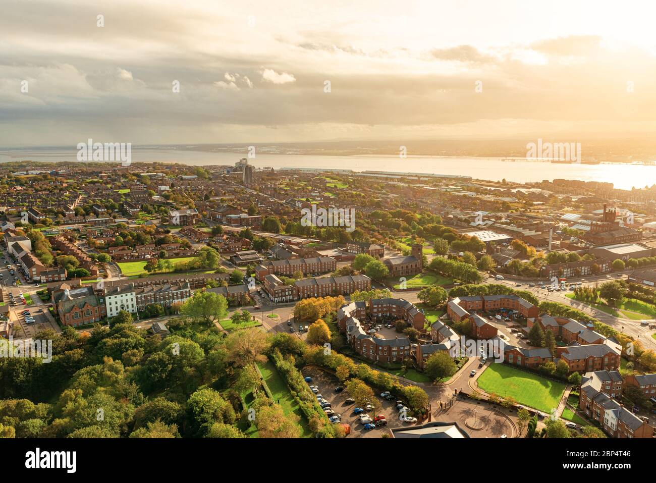 Liverpool skyline rooftop view with buildings in England in United ...