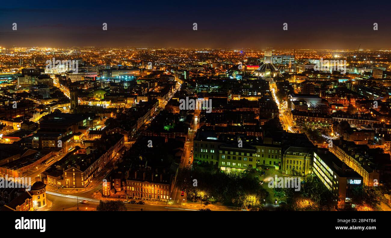 Liverpool at night aerial hi-res stock photography and images - Alamy