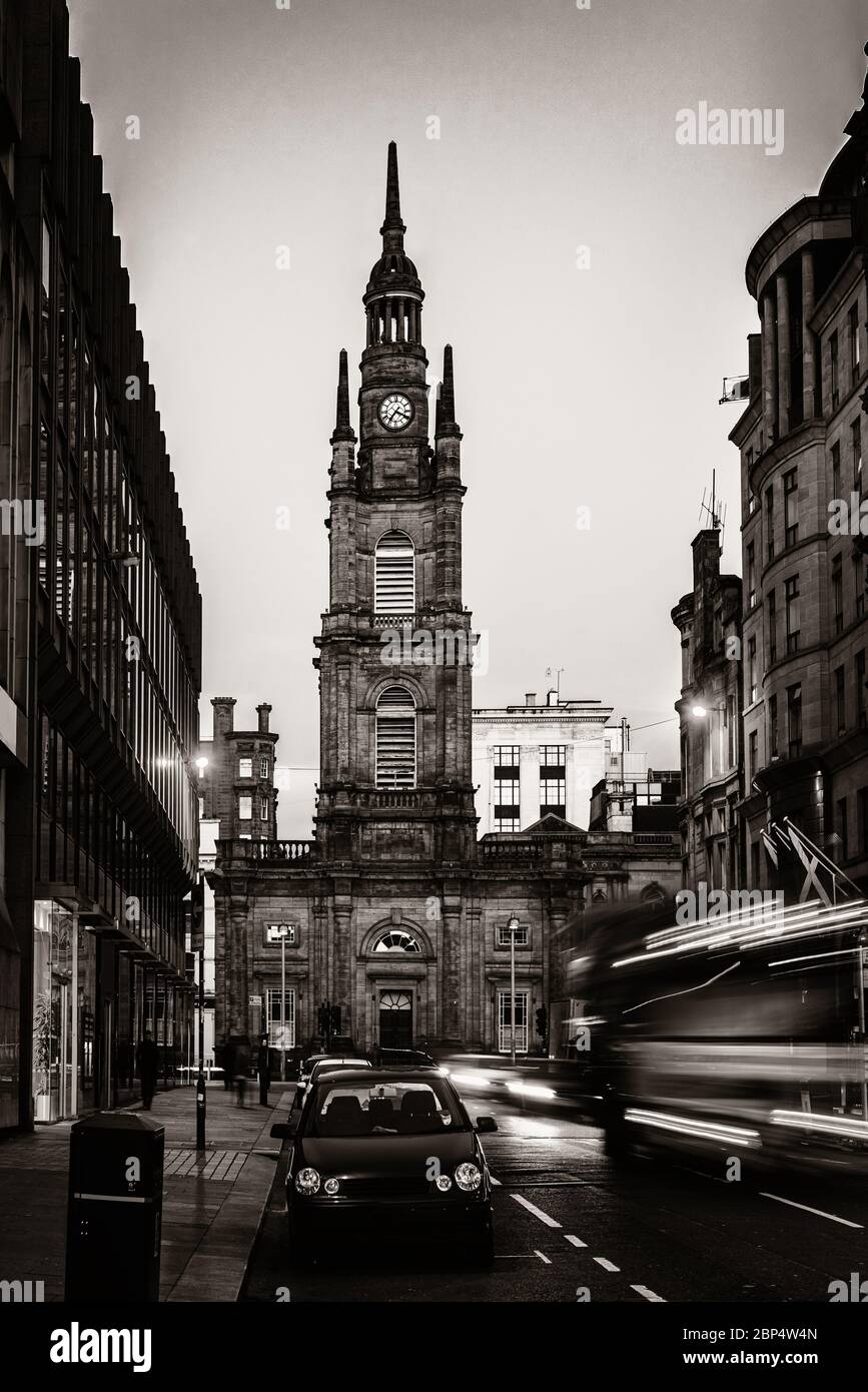 Glasgow city urban street view with historical architecture in Scotland ...