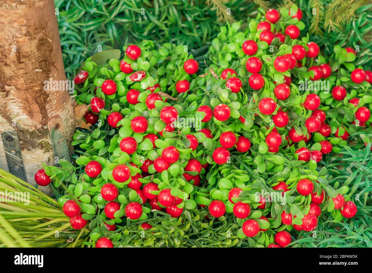 artificial cranberry decorative background Stock Photo - Alamy