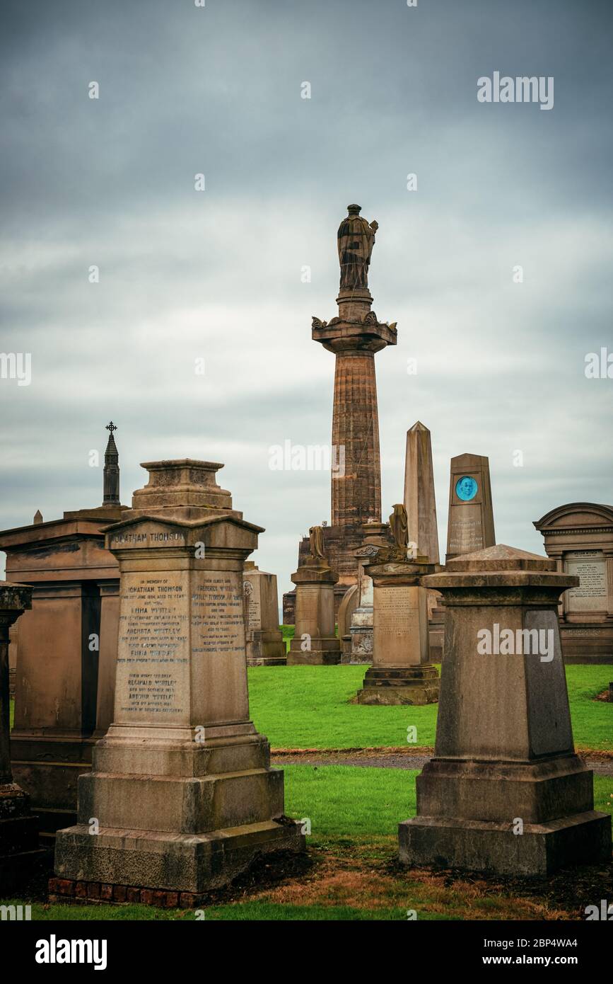 Glasgow Necropolis Victorian cemetery closeup view in Scotland, United Kingdom Stock Photo - Alamy