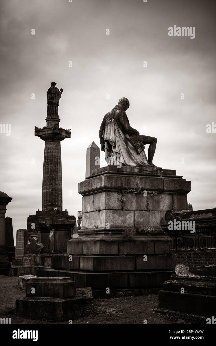 Glasgow Necropolis Victorian cemetery closeup view in Scotland, United Kingdom Stock Photo - Alamy