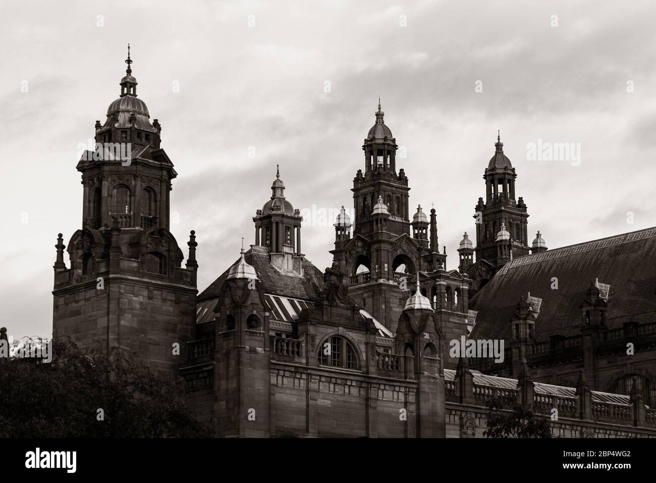 Glasgow University campus view with historical architecture in Scotland ...