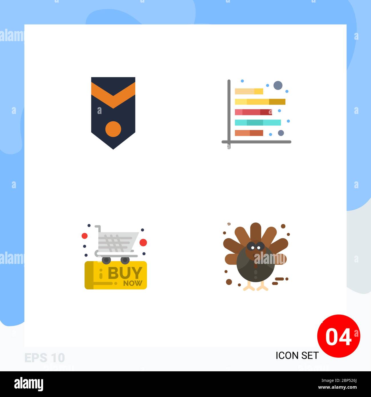 Universal Icon Symbols Group of 4 Modern Flat Icons of badge, report ...