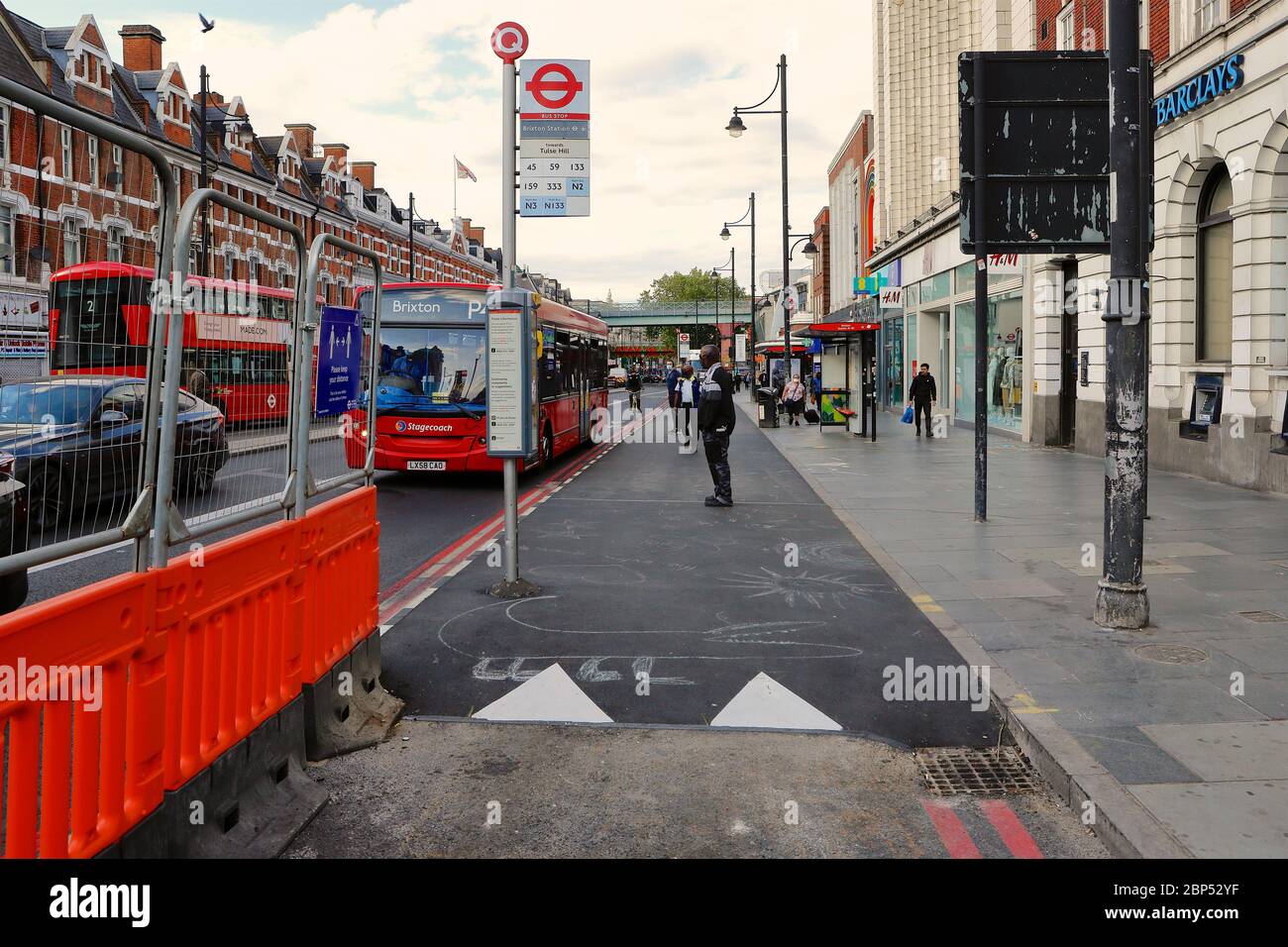 Brixton - London (UK). Pedestrian walkways widened amid covid- 19 Stock ...