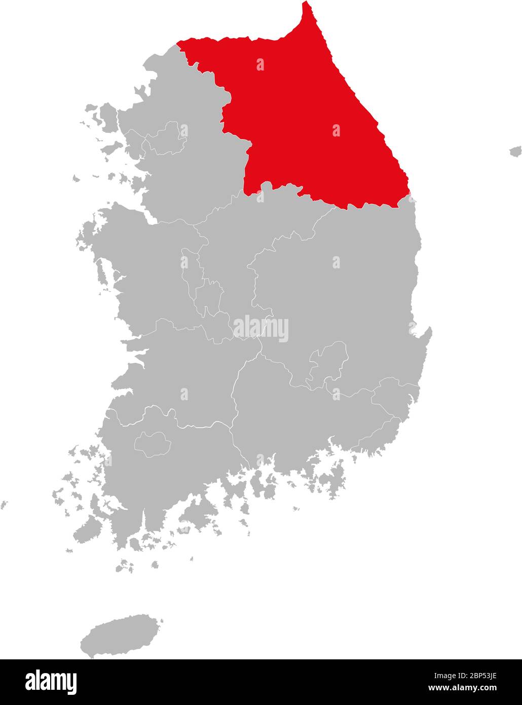 Gangwon province highlighted on South korea map. Business concepts and ...