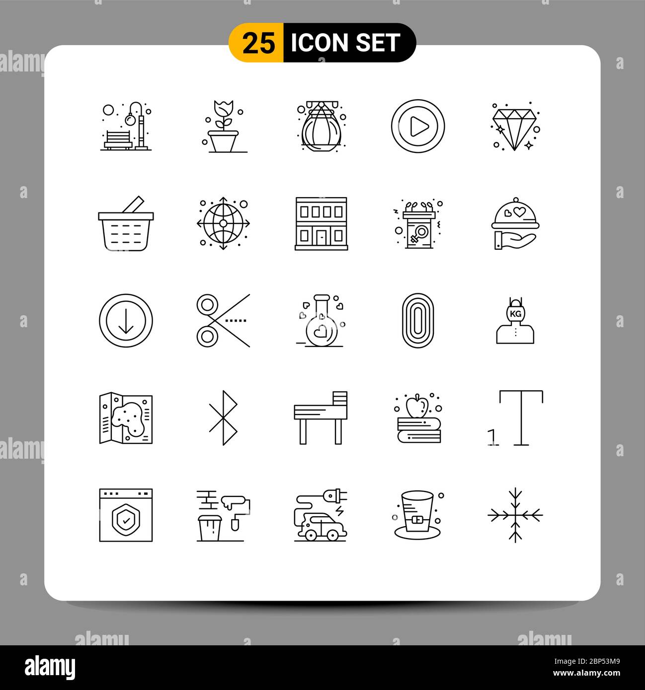 Group of 25 Lines Signs and Symbols for jewel, brilliant, spring, video ...