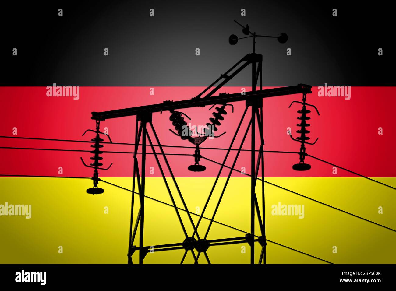 Concept Illustration With German Flag in the Background And old power ...