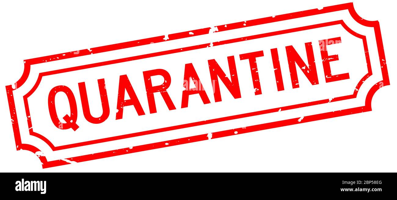 Grunge red quarantine word rubber business seal stamp on white ...