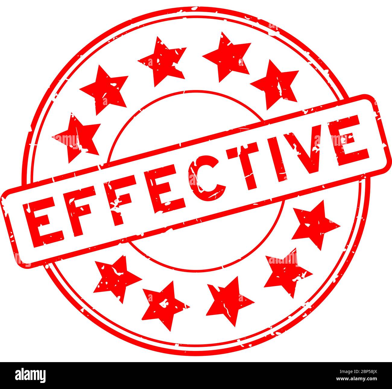 Grunge red effective word with star icon round rubber seal stamp on ...