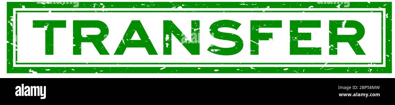 Grunge green transfer word rubber seal stamp on white background Stock ...