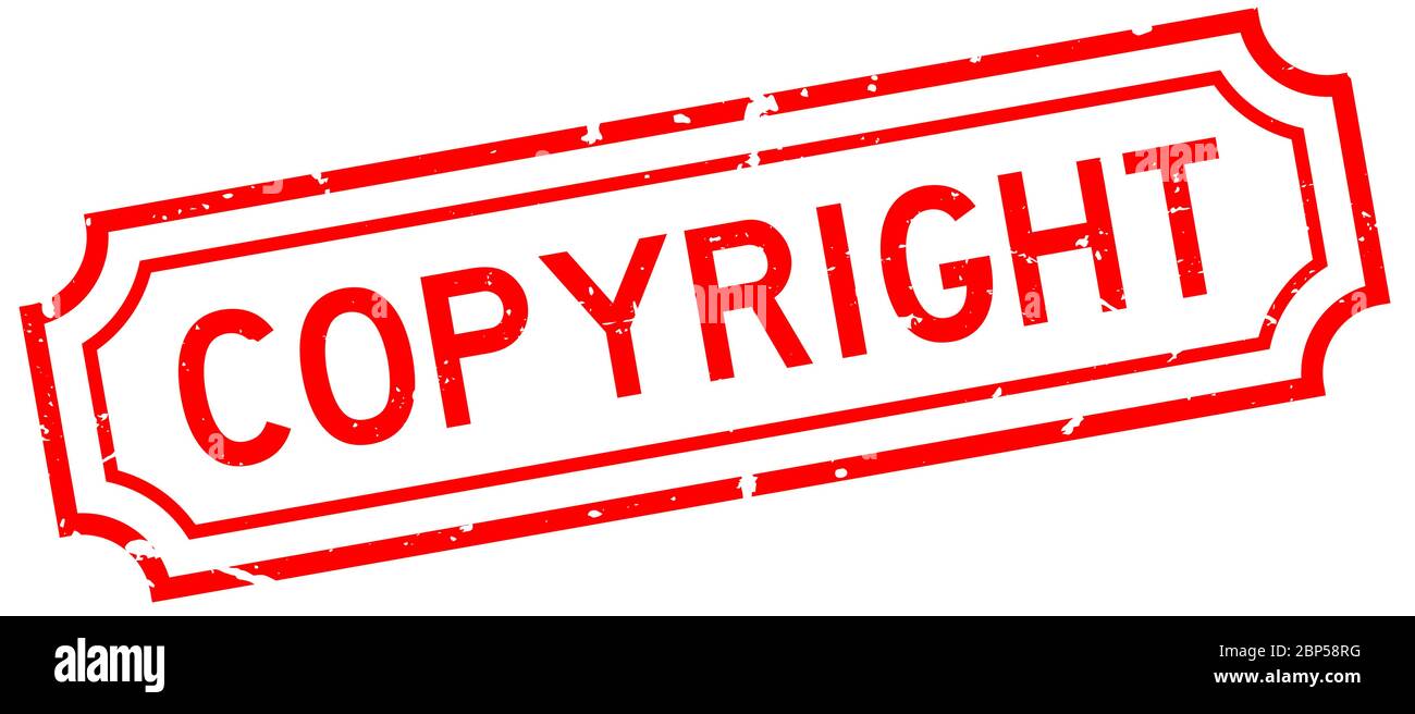 Grunge red copyright word rubber business seal stamp on white ...