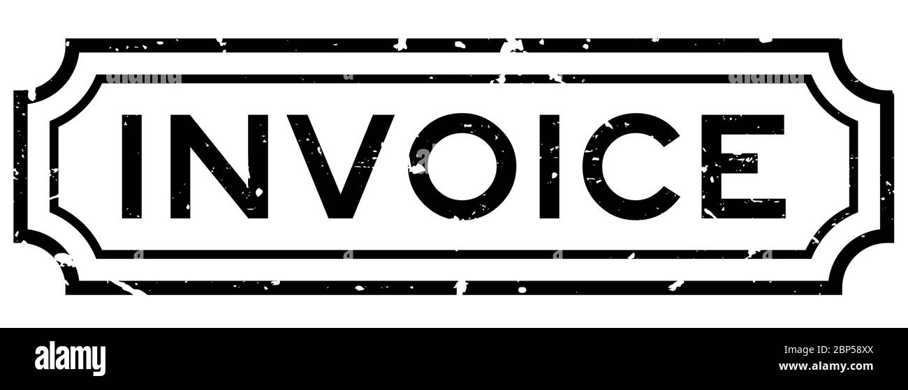 Grunge black invoice word rubber business seal stamp on white ...